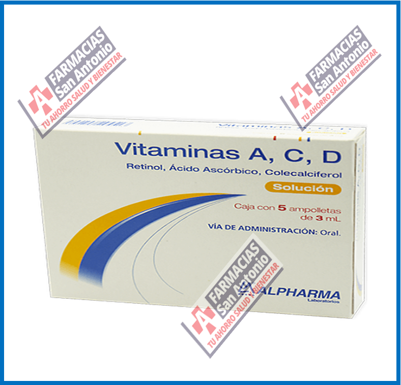 VITAMINA A, C , D CAJA CON 5 AMPOLLETAS DE 3 ML PROMOCIÓN