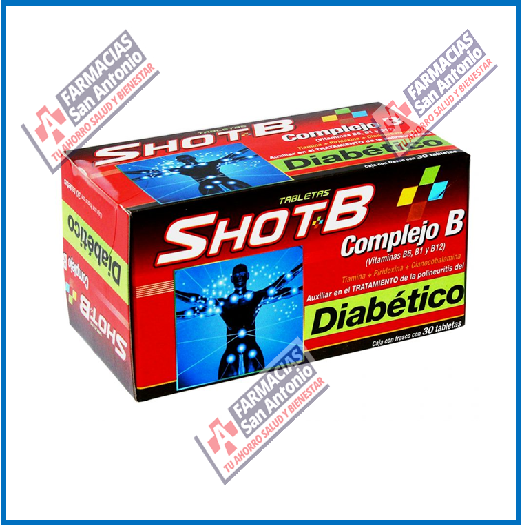 Shot B complejo B vitamina B6,B1 Y B12 30 Tabletas Promo...