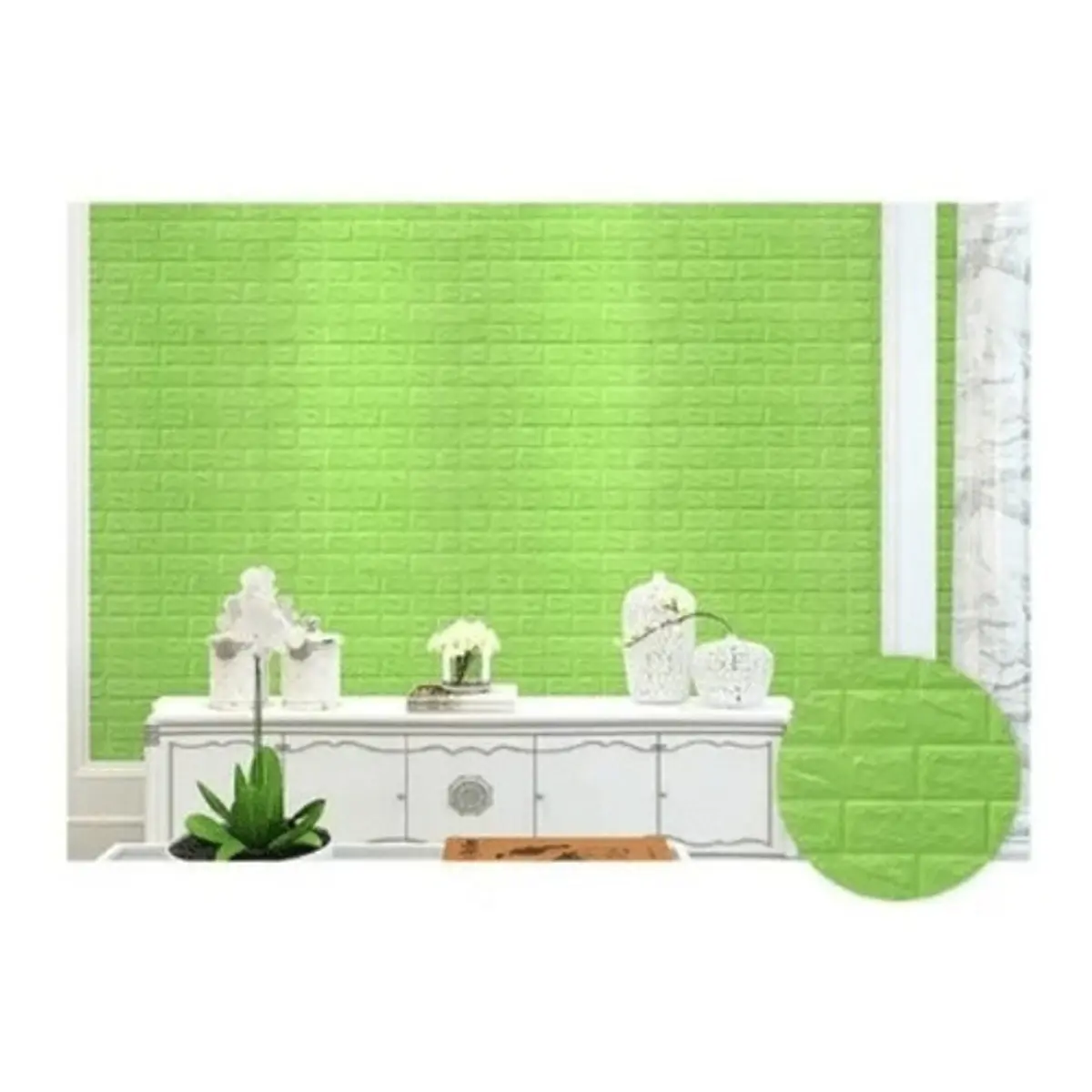 Lamina 3d Ladrillo Verde Claro Pack De 5