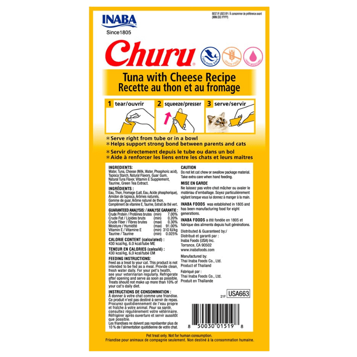 INABA Churu Cat Tuna Cheese 14gr/4 tubos