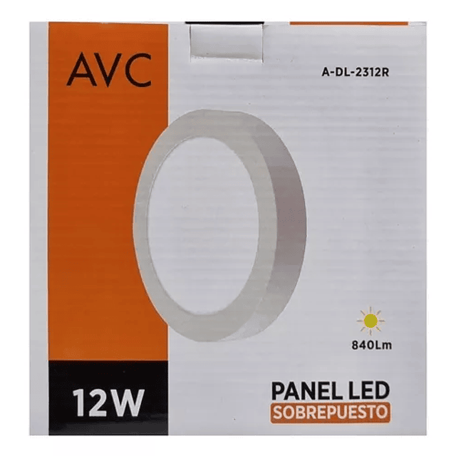 FOCO PANEL LED REDONDO 12W SOBREPUESTO AVC