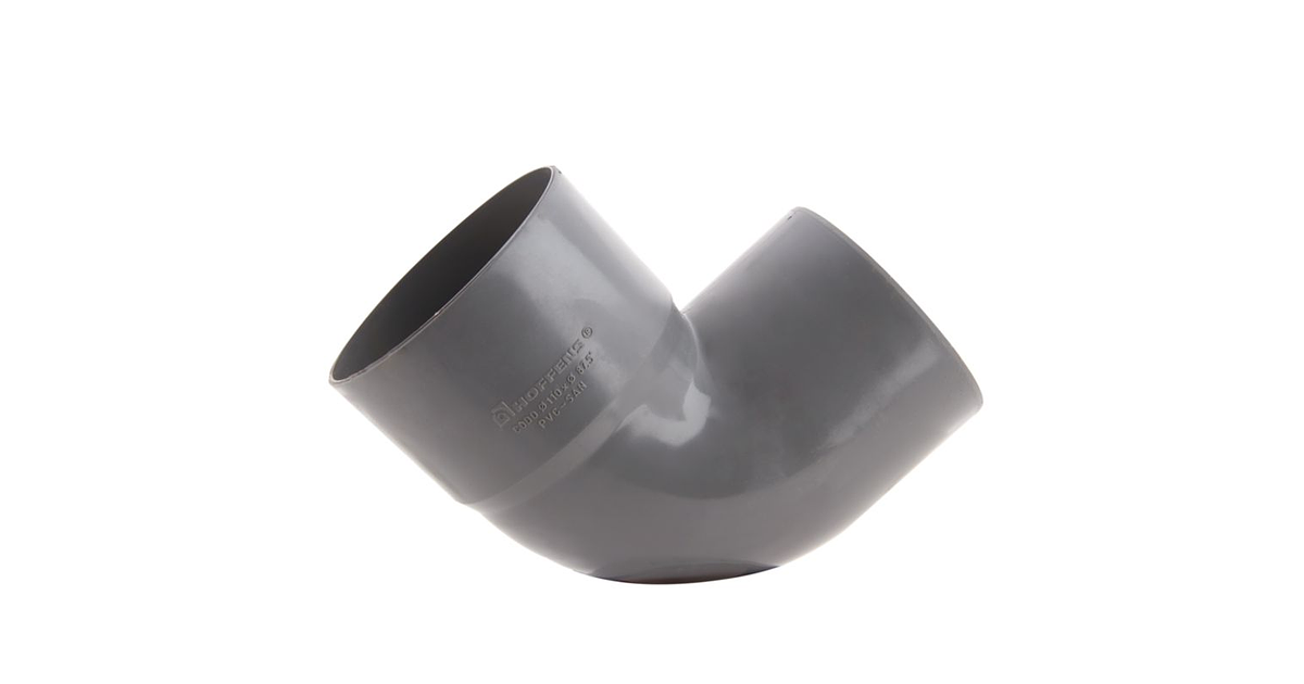 Codo PVC Sanitario Gris 87,5º 75 mm