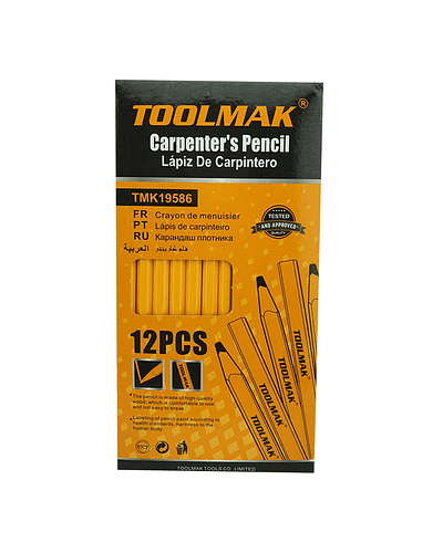 Lápiz Carpintero Madera Albañil Construcción 12 Pcs Toolmak