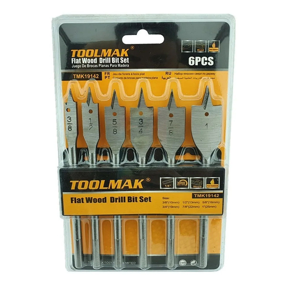 Juego Set De Mecha De Madera Para Taladro 6 Pieza Steeltools