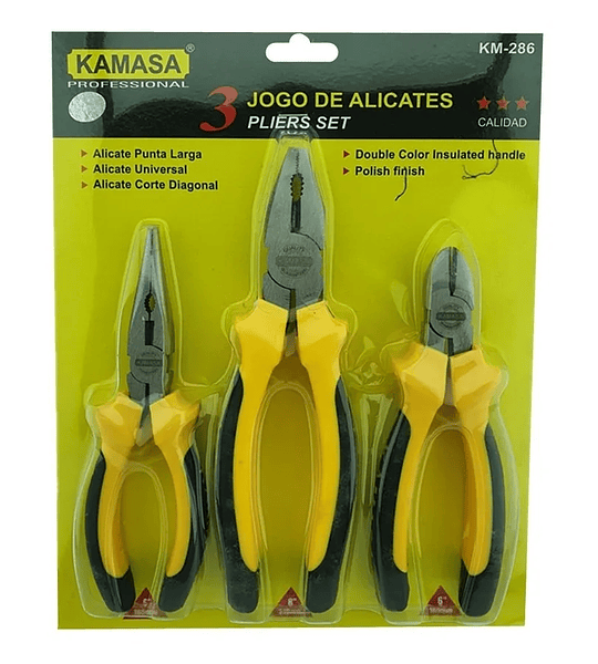 Set Kit Juego De Alicates 3 Piezas Kamasa