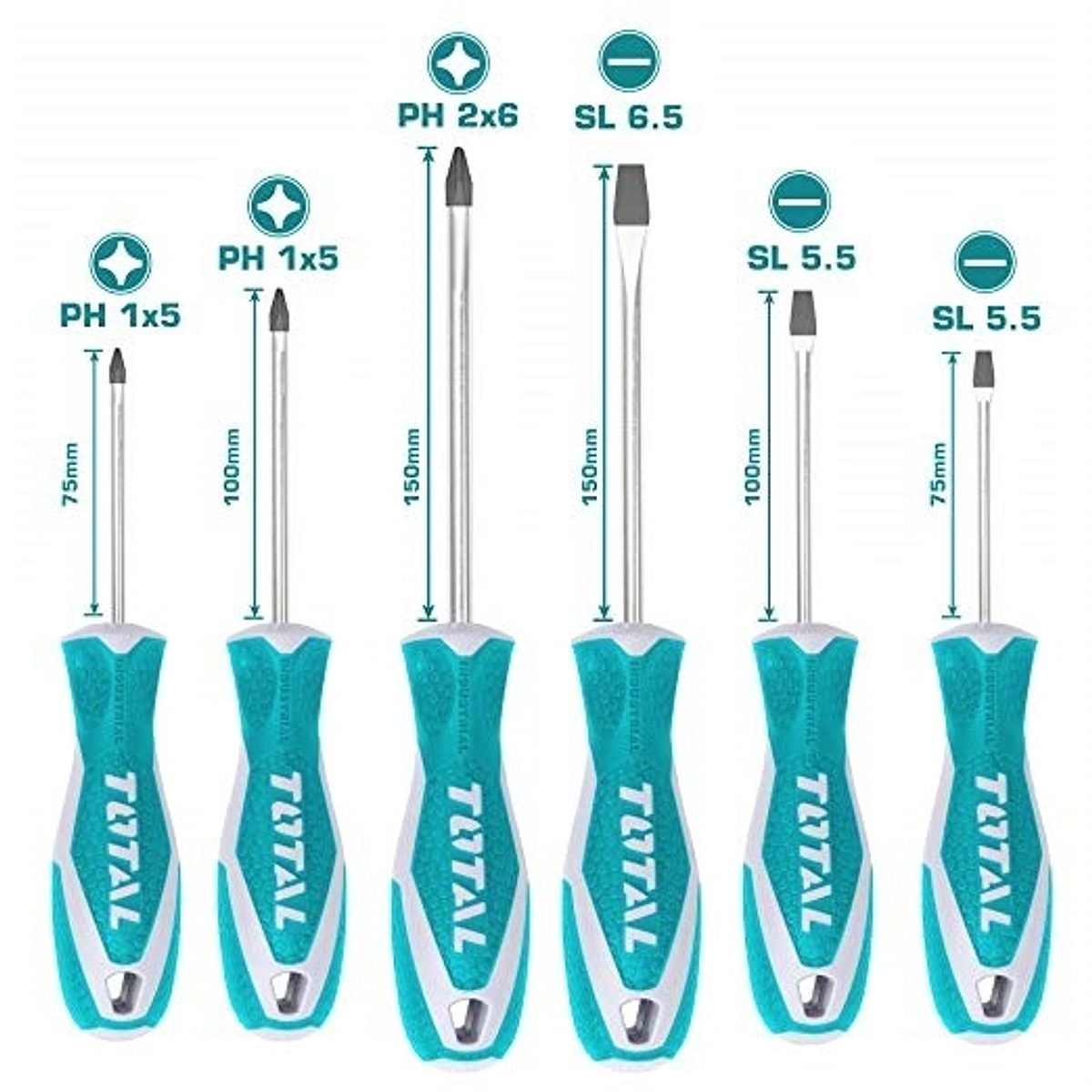 Set Juego Destornilladores 6 Piezas Total Tht250606