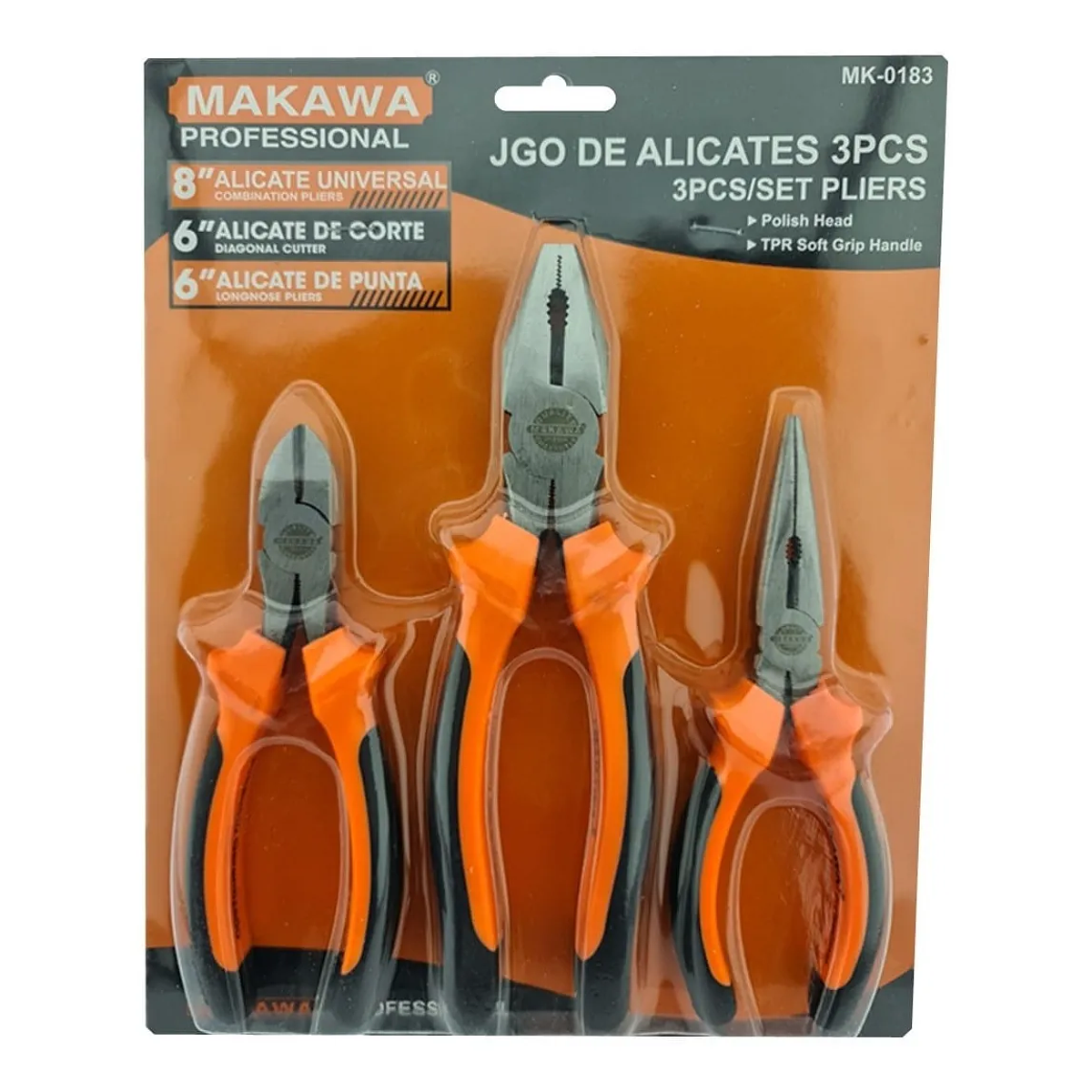 Set Kit Juego De Alicates 3 Piezas Toolmak