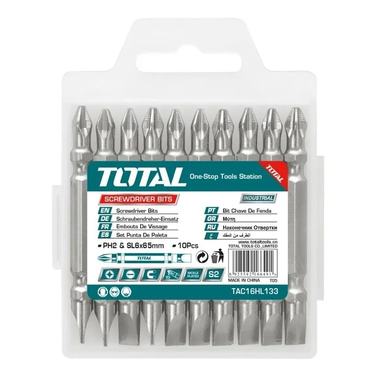 Kit Juego Puntas Phillips Y Paleta Doble 10 Piezas Total