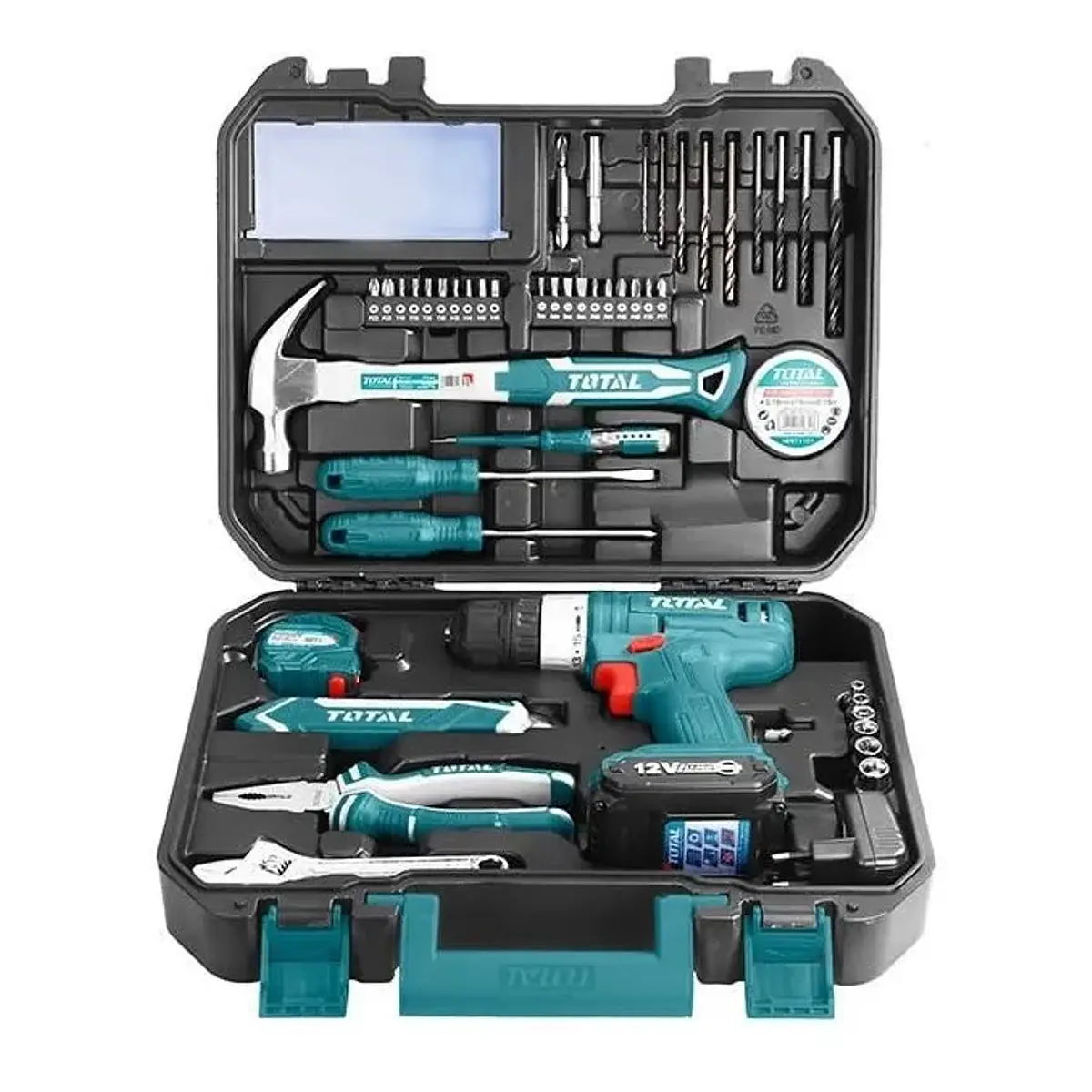 Set Herramientas 127 Piezas + Taladro Inalámbrico 12v Total