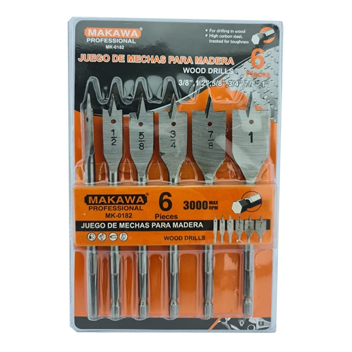 Kit Juego Set De Mecha De Madera Para Taladro 6 Pieza Makawa