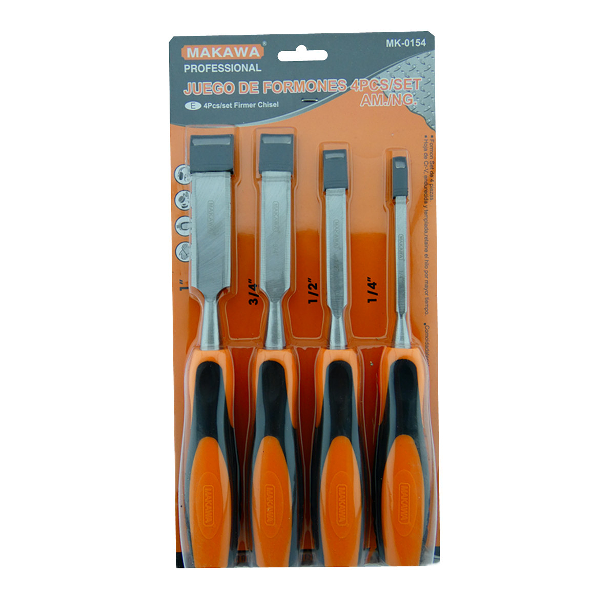 Set Kit Jgo De Formones Cinceles P/ Madera 4 Piezas Makawa