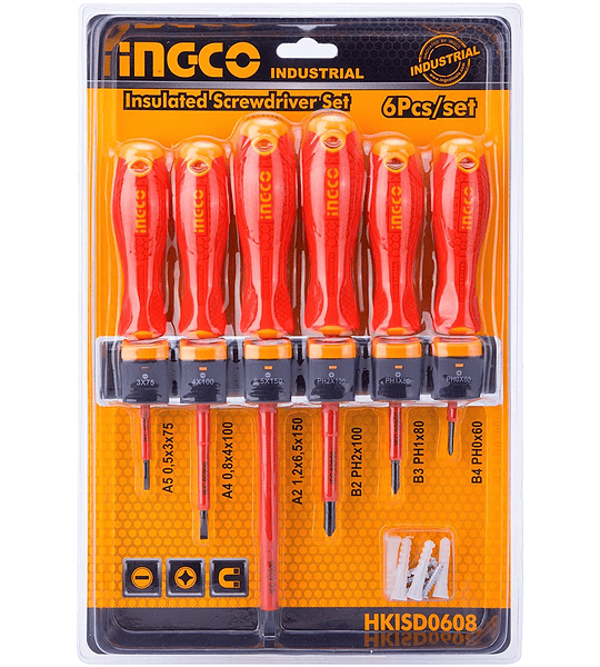 Set Destornilladores Electricos Aislados 6 Piezas Ingco H...