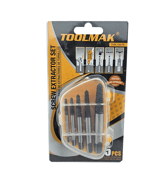 Extractor Tornillo Pernos Cortados 5 Piezas Toolmak