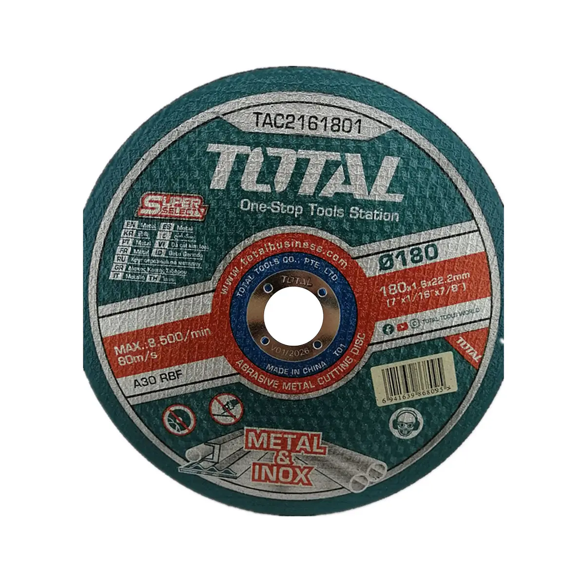 Disco Corte P/ Metal Acero Inoxidable 180mm Total Tac2161801