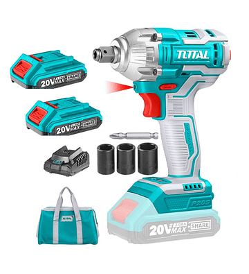 Taladro Pistola Llave Impacto 20v 2bat+ Carg Total Tiwli2050