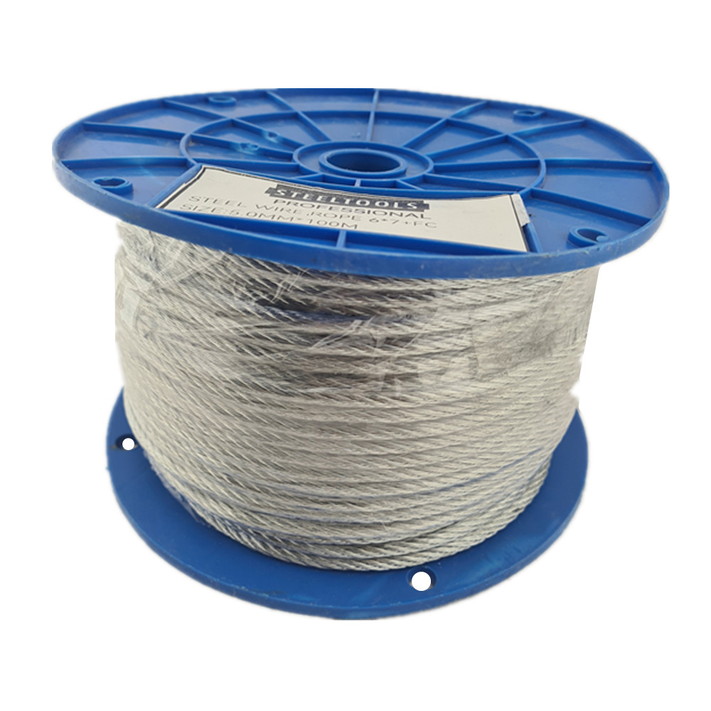 Piola Cable De Acero 5.0 Mm Rollo 100 Metros Galvanizado