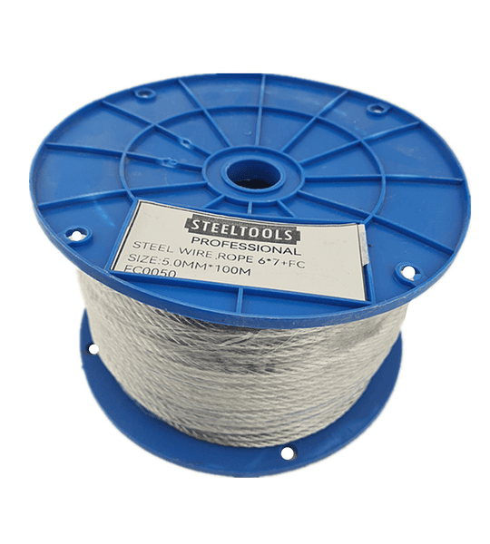 Piola Cable De Acero 5.0 Mm Rollo 100 Metros Galvanizado