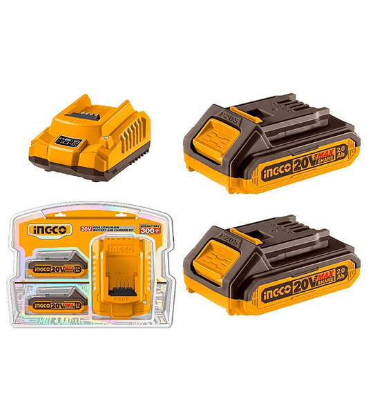 Kit Cargador + 2 Baterias 20v 2ah Ingco Fbcpk1222