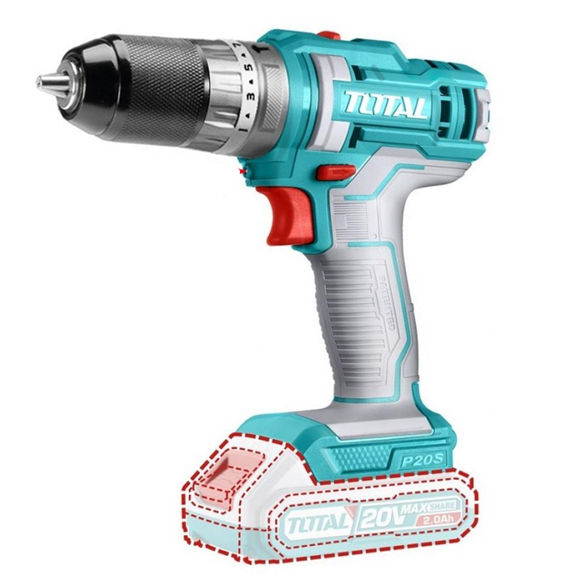 Taladro Atornillador Percutor 10mm 20v Total Tidli201455