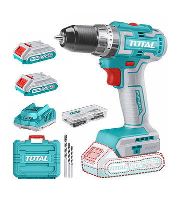 Taladro Atornillador 20v 13mm 2bat+ Carg Total Tdli20602