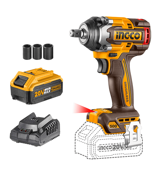 Taladro Pistola Llave Impacto 20v Bat+ Carg Ingco Ciwli20501
