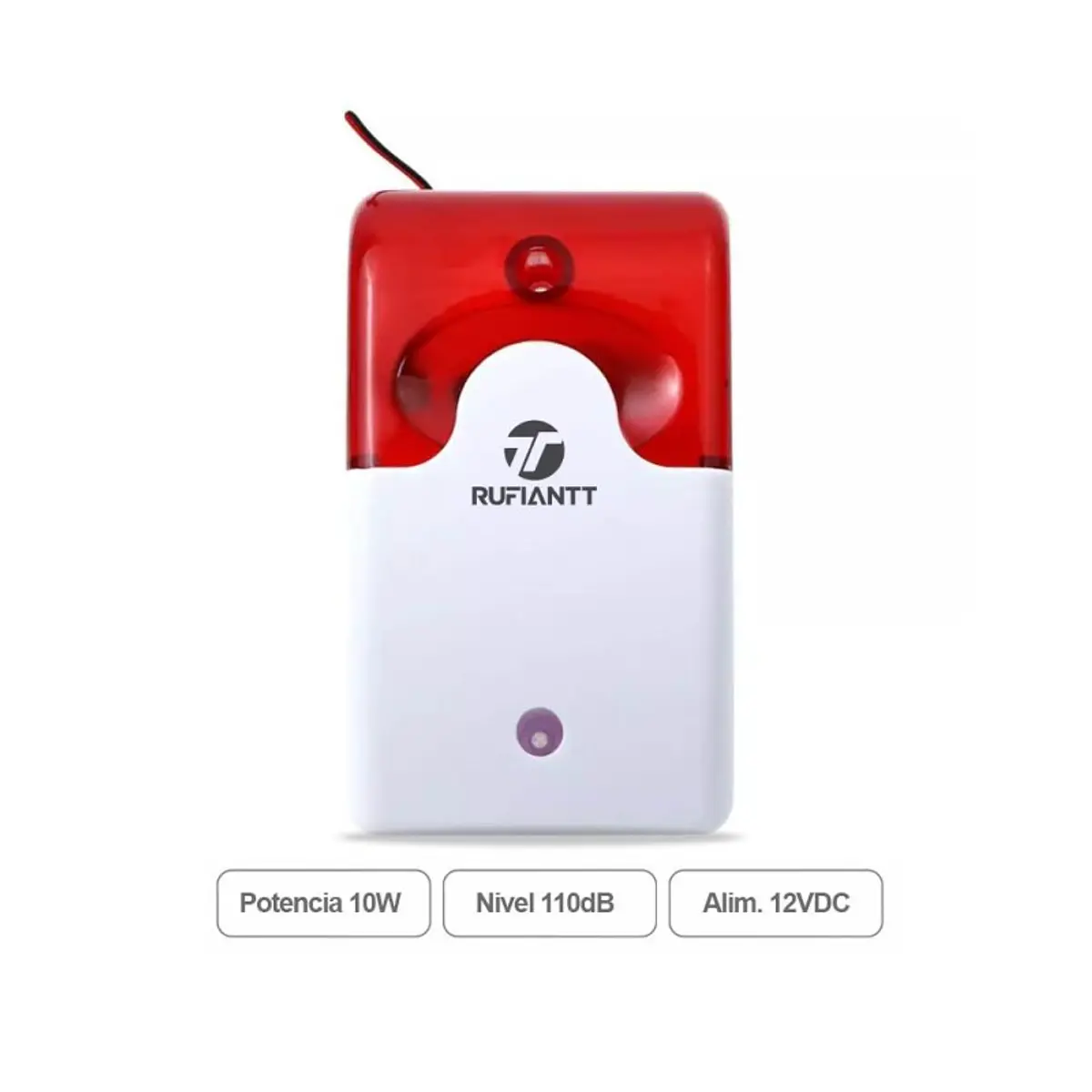 Sirena 12v Alarma Robo Incendio Alámbrica Baliza Led Roja