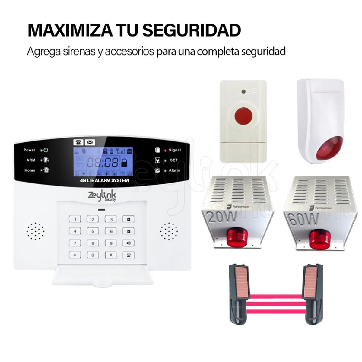 Alarma Casa Negocio + Sirena Exterior 20W + 4 Sensores