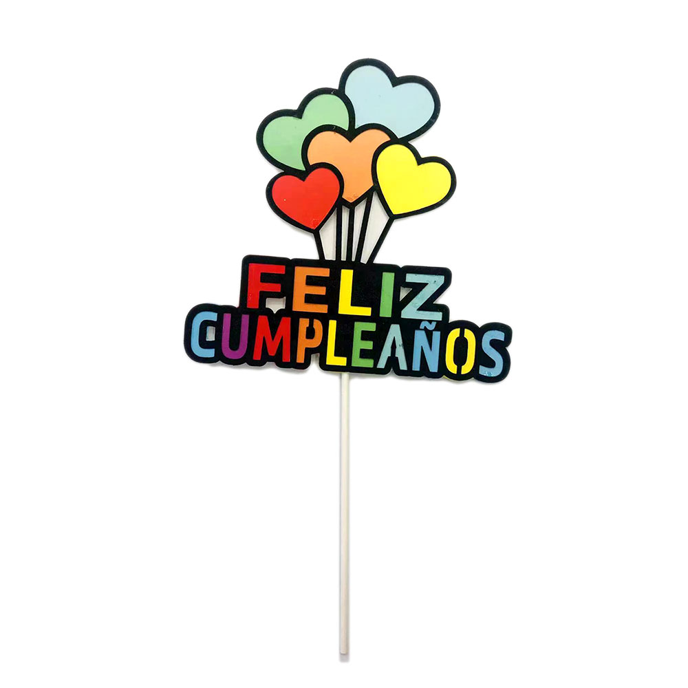 Topper Feliz Cumpleaños Globos Colores 1 Uni
