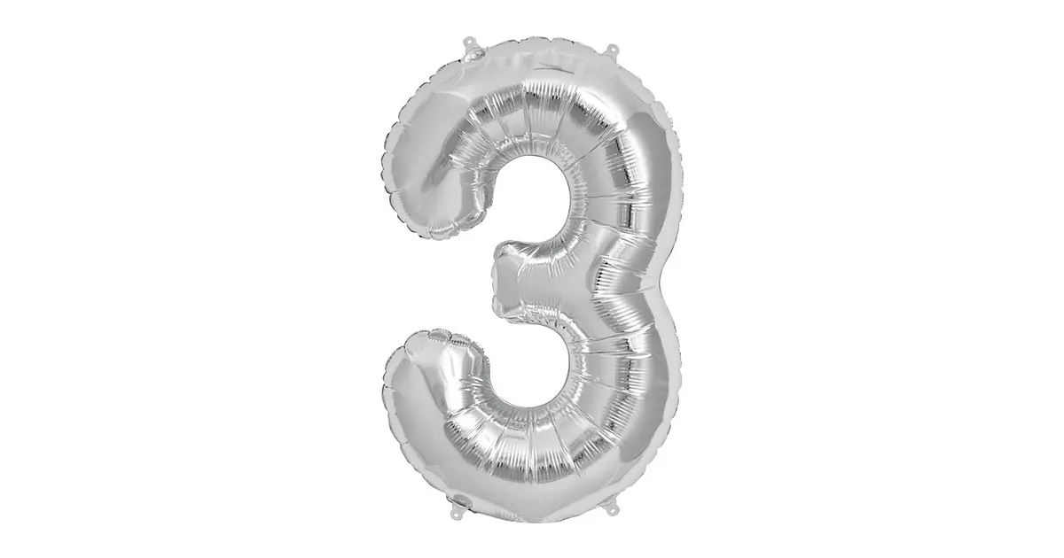 Globo 81Cm Numero 3 Plateado 1 Uni