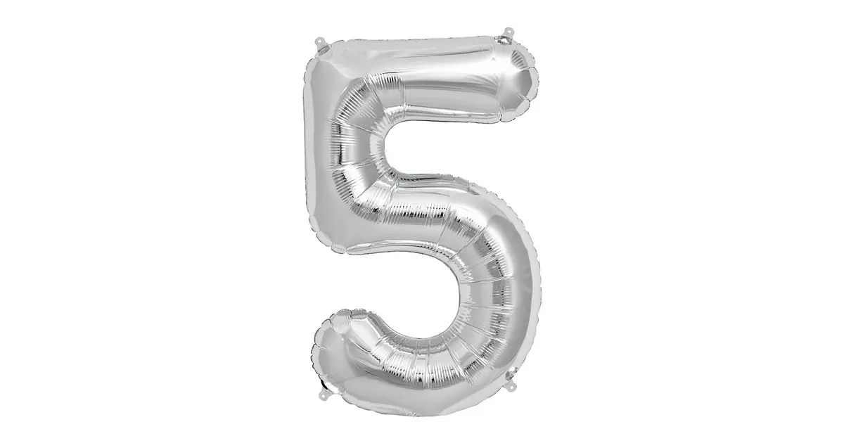 Globo 81Cm Numero 5 Plateado 1 Uni