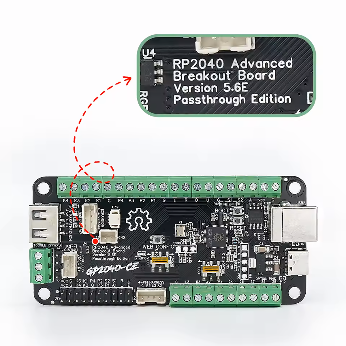 RP2040 Advanced Breakout Fighting Board v5.6E con Cableado