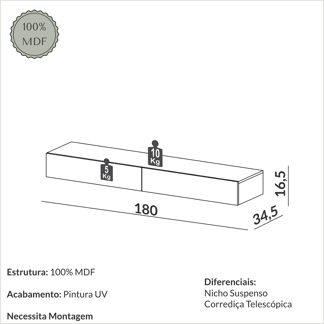 Rack Aereo 1.8 Tb195 Castaño Off White