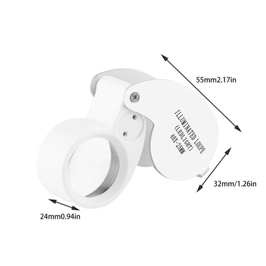 Lupa geológica con luz Led aumento 40x-25mm - Blanco