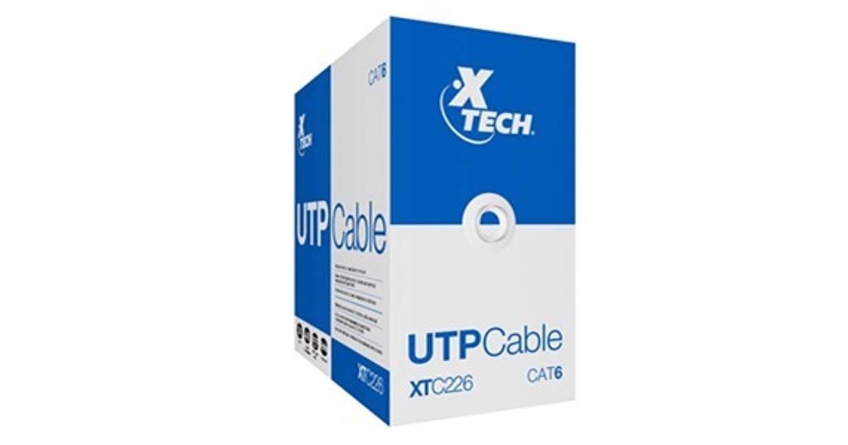 Caja cable UTP CAT6 305 metros 24AWG color gris CCA Xtech