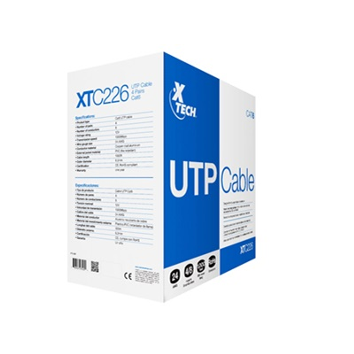 Caja cable UTP CAT6 305 metros 24AWG color gris CCA Xtech