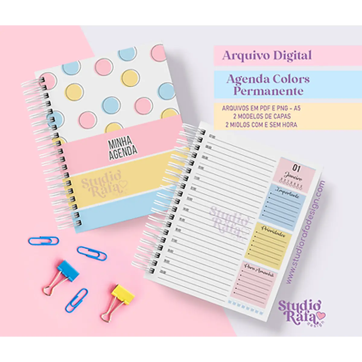 Arquivo agenda colors permanente A5 - Studio rafa