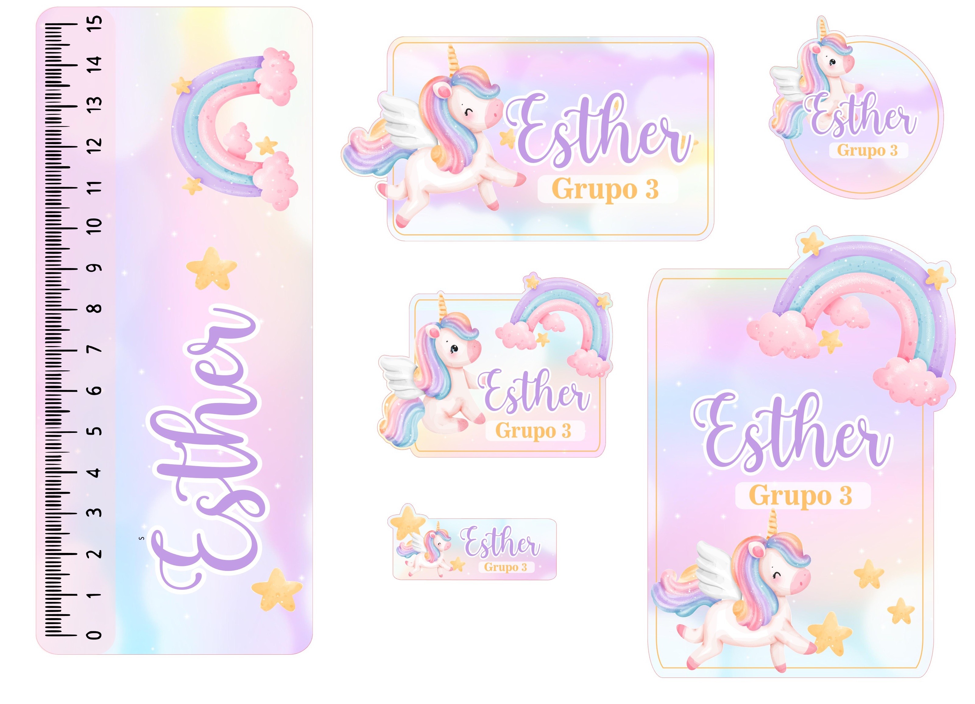 Arquivo etiqueta escolar unicórnio