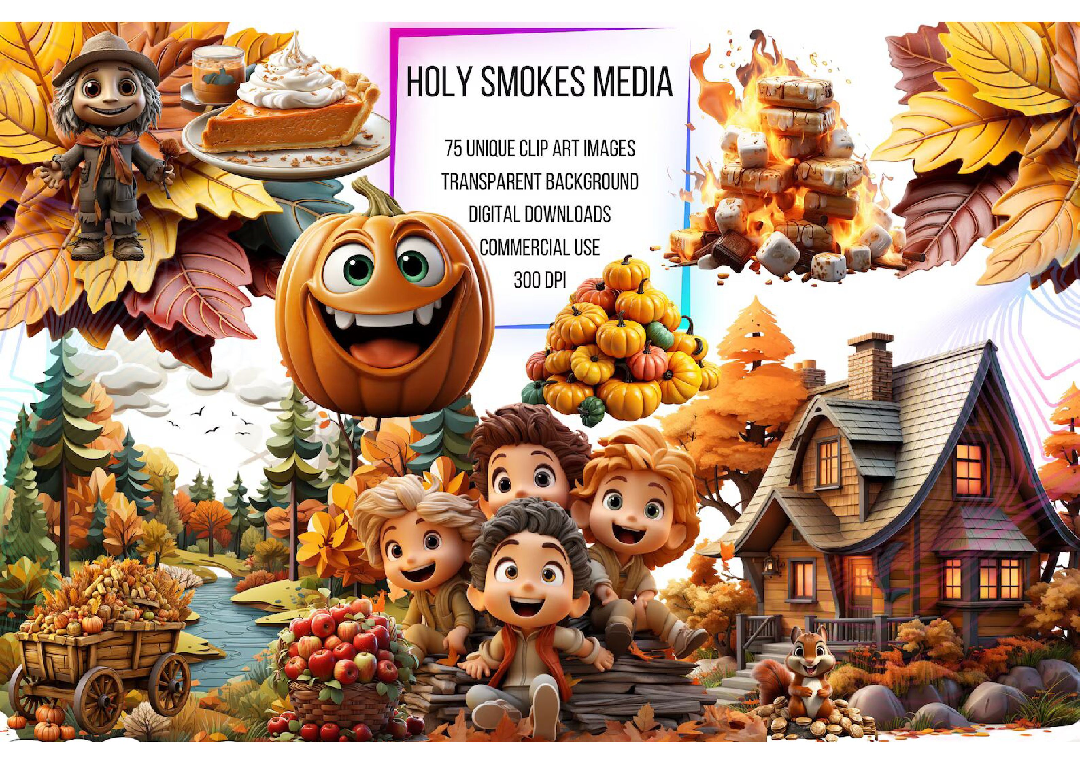 Kit digital outono cartoon