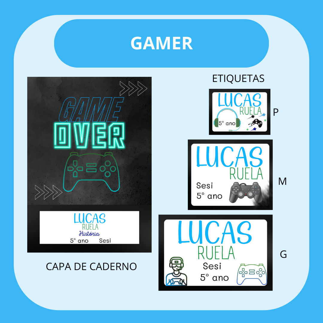Arquivos etiqueta escolar gamer