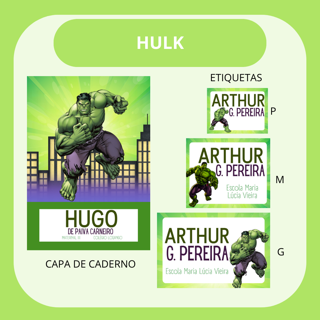 Arquivo etiqueta escolar hulk