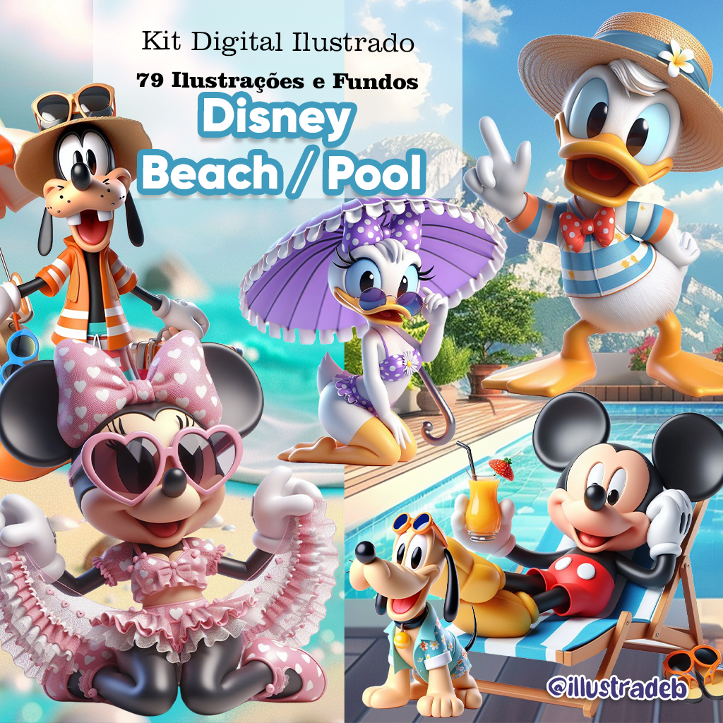 Kit digital pool party turma do mickey - ilustradeb