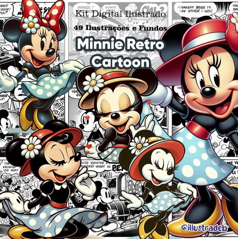 Kit digital minnie retro - ilustradeb