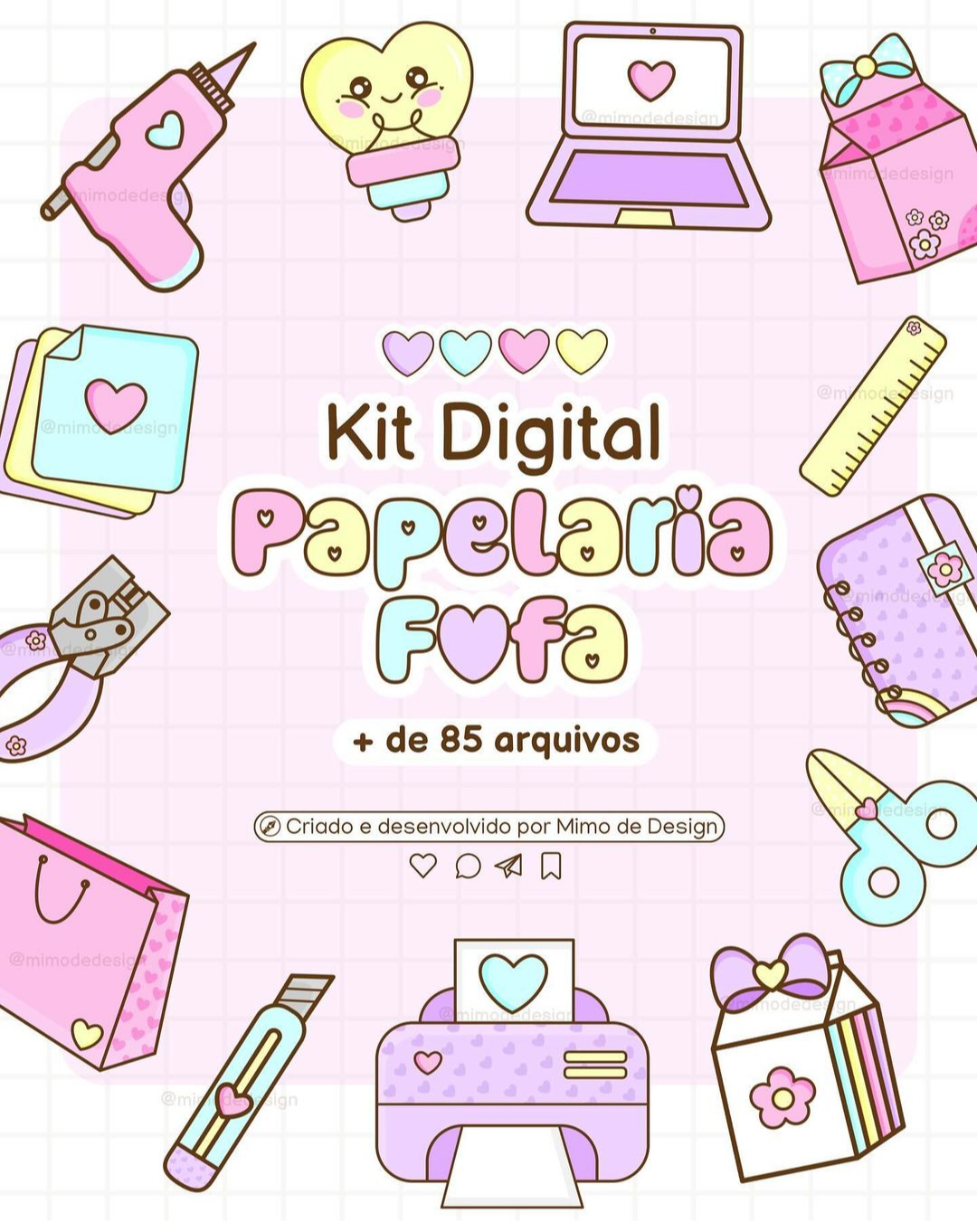 Kit digital papelaria fofa