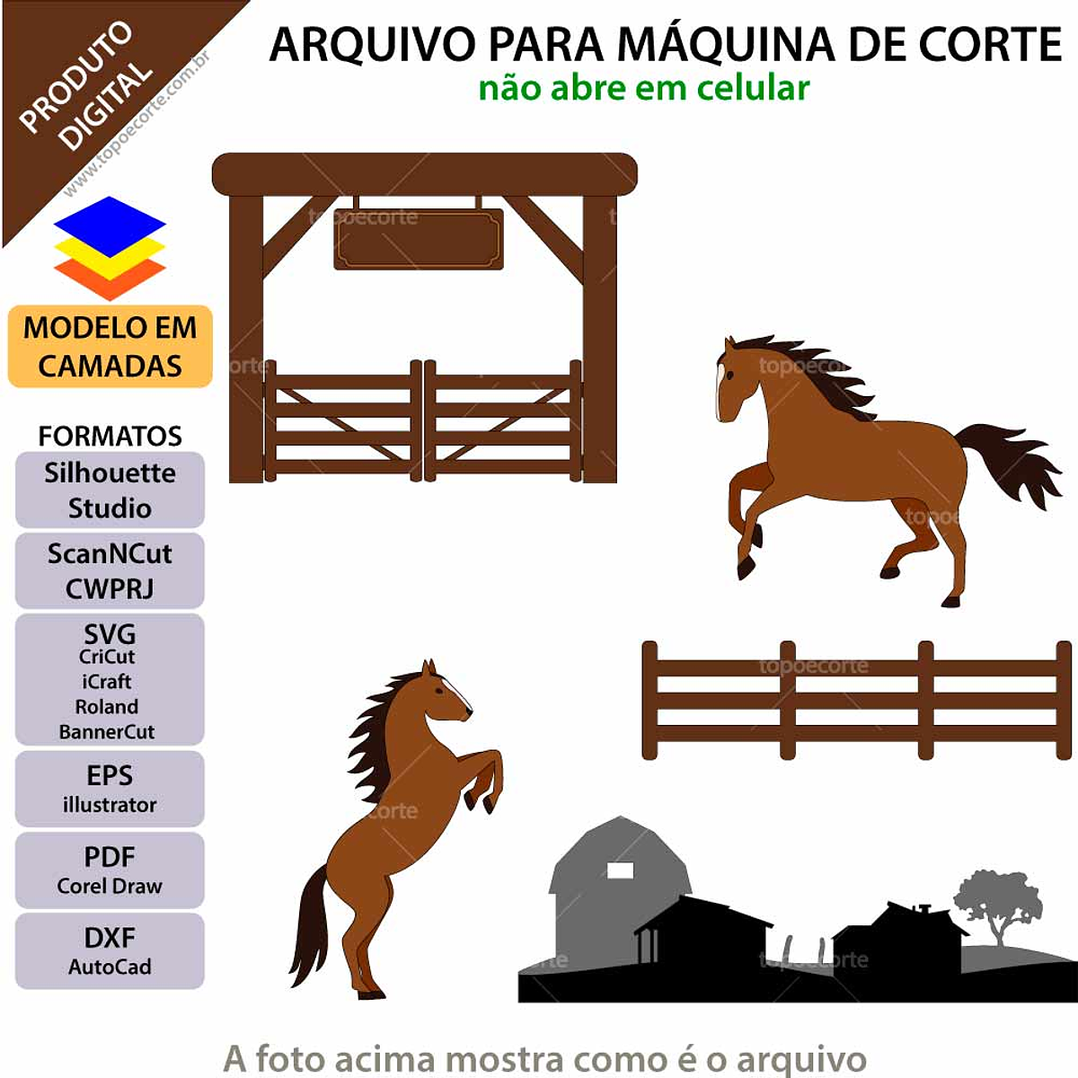 Arquivo Topo de Bolo Cavalo Haras - EM CAMADAS