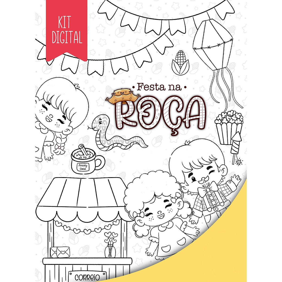 Kit Digital Festa da Roça Preto e Branco