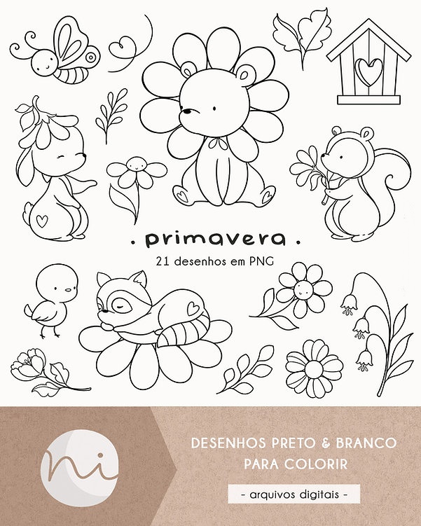 Kit digital Primavera | Para colorir