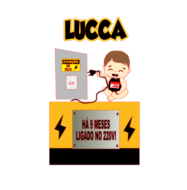 Arquivo Topo de Bolo Bebê Ligado no 200v - EM CAMADAS