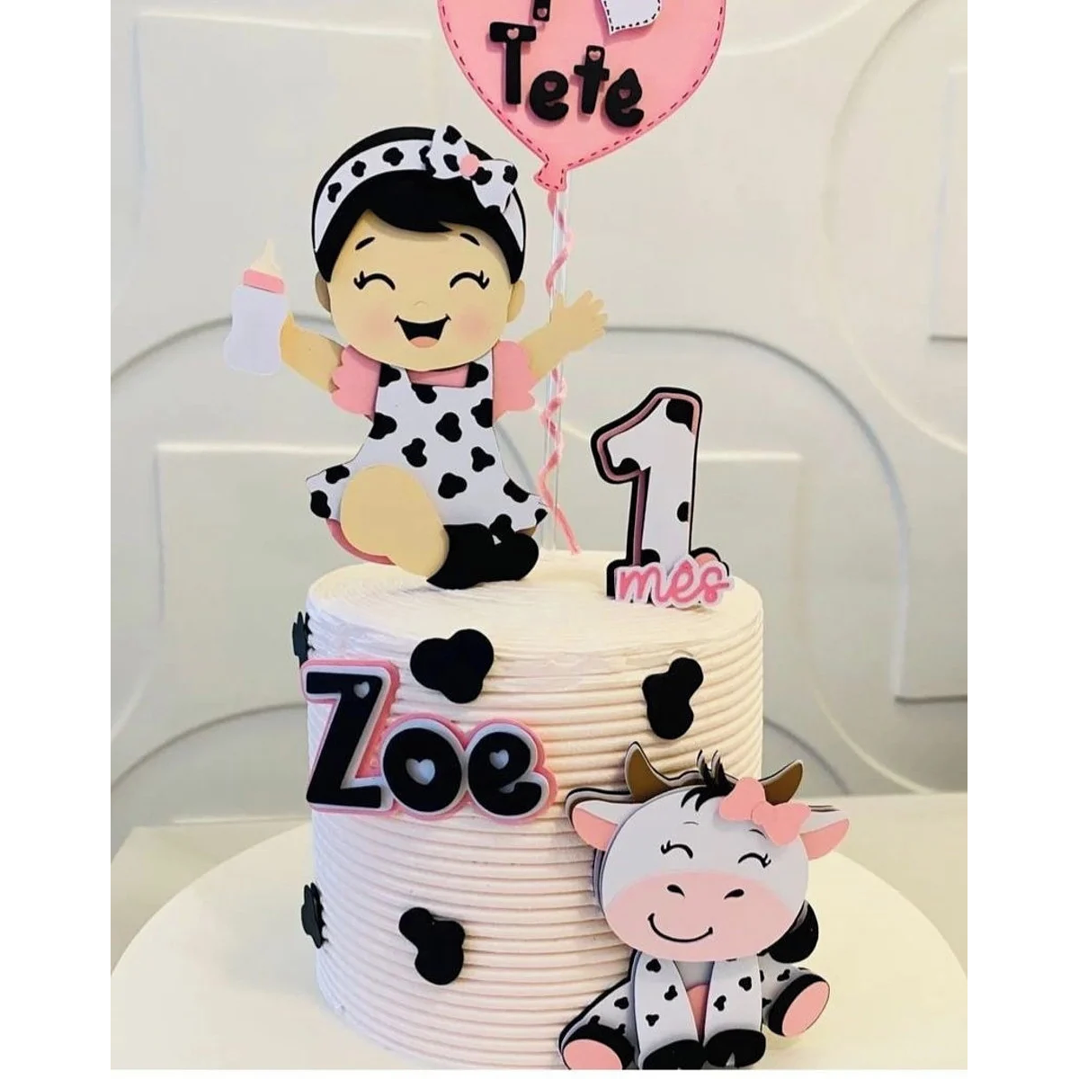 Arquivo Topo de Bolo Eu amo tetê Menina Vaquinha - EM CAMADA