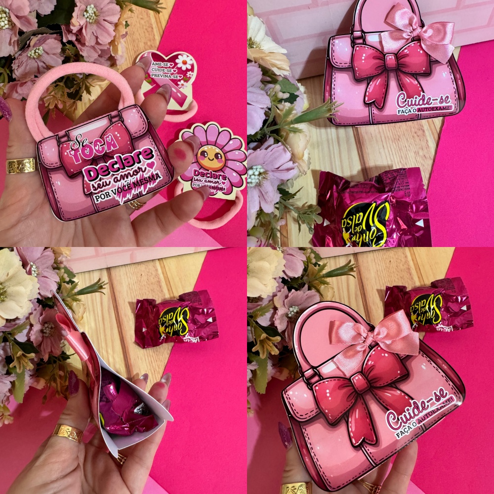 Arquivo Outubro Rosa Card Bolsinha Bombom - Gb Personalizado