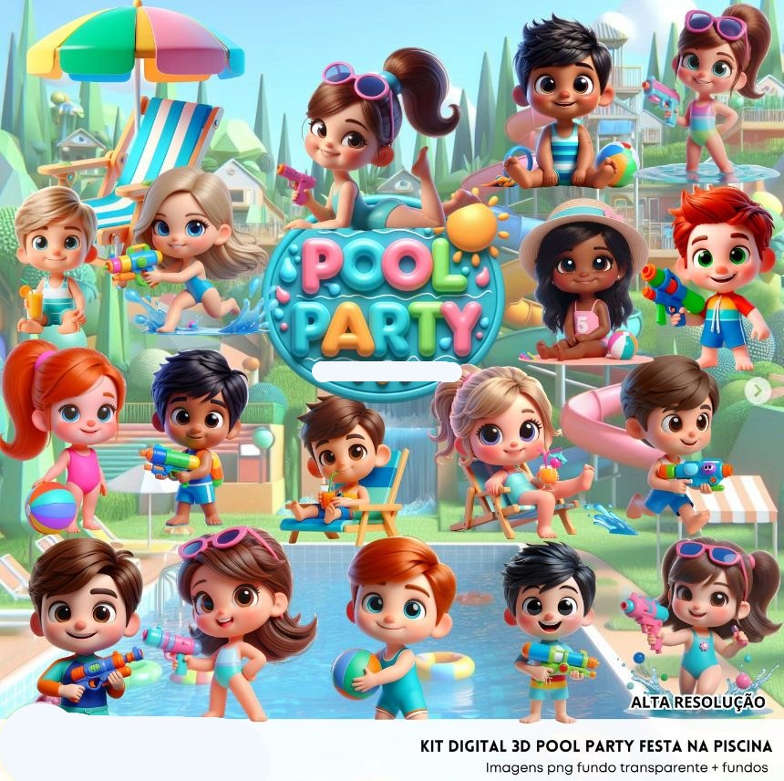 Kit Digital Pool Party - Fanddy